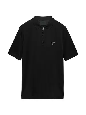 Prada Piqué Polo Shirt With Re-nylon Details