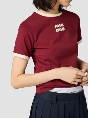 Miu Miu Cotton Jersey T-shirt - Dark Red