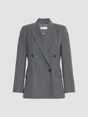 Max Mara Double Breasted Wool Flannel Blazer
