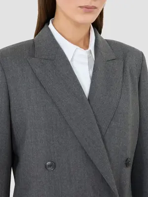 Max Mara Double Breasted Wool Flannel Blazer
