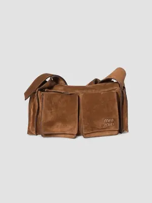 Miu Miu Utilitaire Suede Shoulder Bag - Brown
