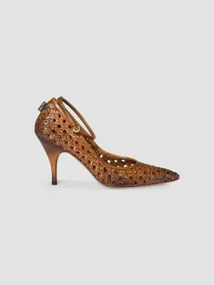 Miu Miu Woven Leather Pumps - Brown