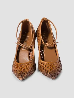Miu Miu Woven Leather Pumps - Brown