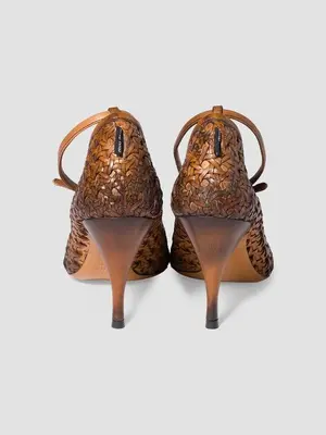 Miu Miu Woven Leather Pumps - Brown