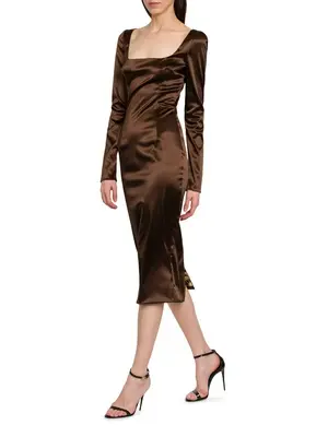 Dolce & Gabbana Italian Tailoring Leopard-lined Satin Midi-dress
