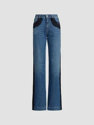 Dolce & Gabbana Lace-trimmed Straight Mid-rise Jeans