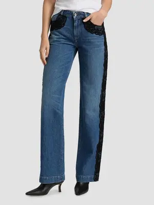 Dolce & Gabbana Lace-trimmed Straight Mid-rise Jeans