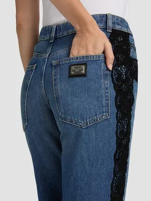 Dolce & Gabbana Lace-trimmed Straight Mid-rise Jeans
