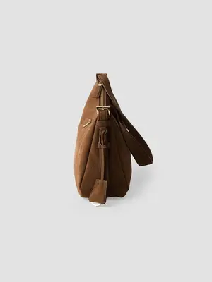 Prada Aimee Large Nubuck Leather Shoulder Bag - Brown