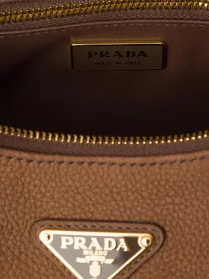 Prada Aimee Large Nubuck Leather Shoulder Bag - Brown