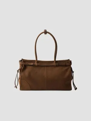 Prada Bonnie Large Nubuck Leather Shoulder Bag - Brown