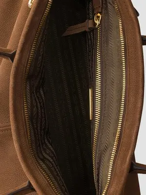Prada Bonnie Large Nubuck Leather Shoulder Bag - Brown
