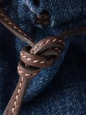 Prada Bonnie Medium Denim And Leather Top Handle Bag
