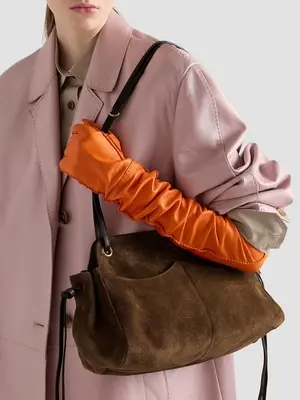 Prada Carry Large Suede Tote Bag - Brown
