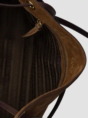 Prada Carry Large Suede Tote Bag - Brown