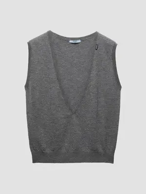 Prada Cashmere V-neck Vest Sweater
