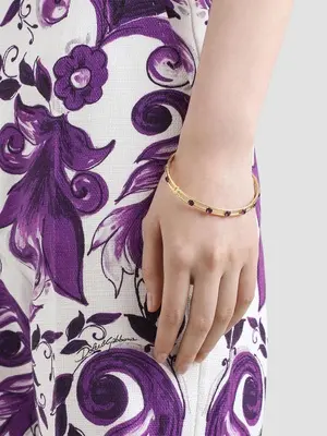 Dolce & Gabbana Goldtone & Glass Crystal Logo Bangle