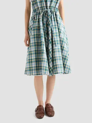 Prada Embroidered Checked Cotton Dress - Multicolor