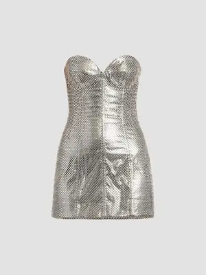 Dolce & Gabbana Strapless Metallic Minidress - Argento