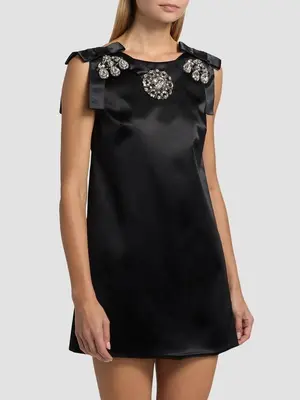 Dolce & Gabbana Embellished Satin Shift Minidress