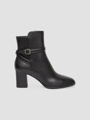 Santoni Andy 65mm Leather Block-heel Booties - Black