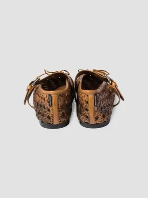 Miu Miu Woven Leather Ballerinas With Strap And Buckle