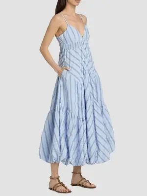 Cinq À Sept Evory Striped Cotton-blend Midi-dress