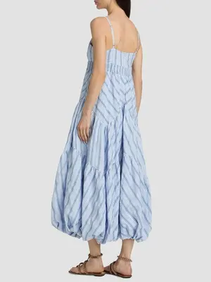 Cinq À Sept Evory Striped Cotton-blend Midi-dress