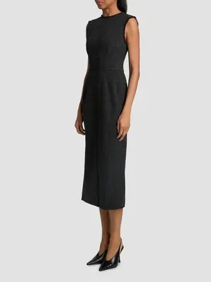 Michael Kors Seamed Wool-linen Sheath Dress