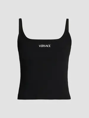 Versace Rib-knit Stretch Cotton Tank