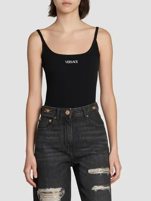 Versace Rib-knit Stretch Cotton Tank