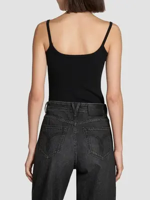 Versace Rib-knit Stretch Cotton Tank