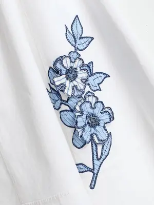 Cinq À Sept Samara Striped Floral Appliqué Midi-skirt - White Multi