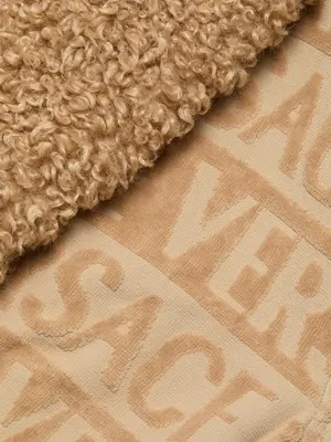 Versace Faux Fur-trim Logo Terry Bathrobe - Camel