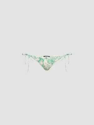 Versace Underwater Barocco-print Bikini Bottom - Eggshell Bright Blue