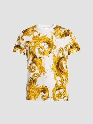 Versace Filigree Cotton Crewneck T-shirt - White Gold