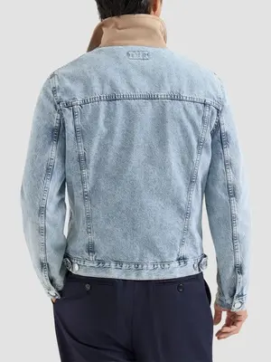 Brunello Cucinelli Denim Outerwear Jacket With Suede Collar