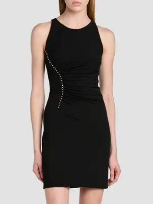 Versace Stretch Crêpe Embellished Minidress