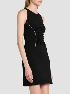 Versace Stretch Crêpe Embellished Minidress