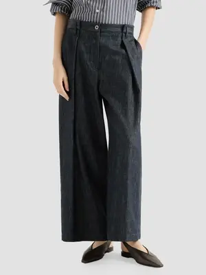 Brunello Cucinelli Effect Twill Pleated A-line Trousers