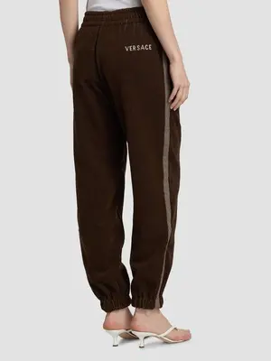 Versace Jacquard Cotton-blend Terry Joggers - Brown