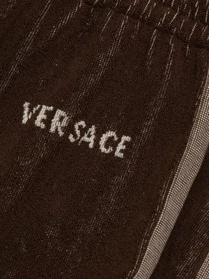 Versace Jacquard Cotton-blend Terry Joggers - Brown