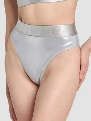 Versace Laminated Metallic High-waisted Bikini Bottom