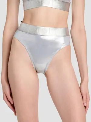 Versace Laminated Metallic High-waisted Bikini Bottom