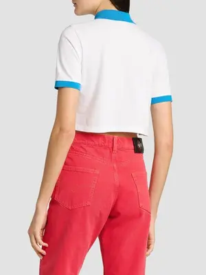 Versace Medusa Pique Crop Polo Top