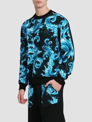 Versace Filigree Stretch-cotton Crewneck Sweatshirt