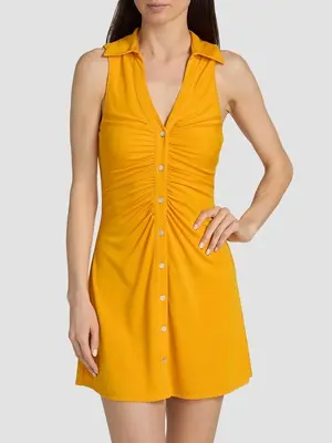 Cinq À Sept Melinda Gathered Mini-shirtdress - Saffron
