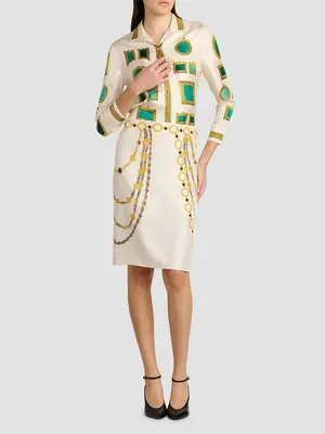 Versace The Lover Silk Twill Pencil Skirt