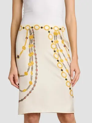 Versace The Lover Silk Twill Pencil Skirt