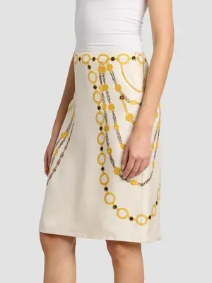 Versace The Lover Silk Twill Pencil Skirt